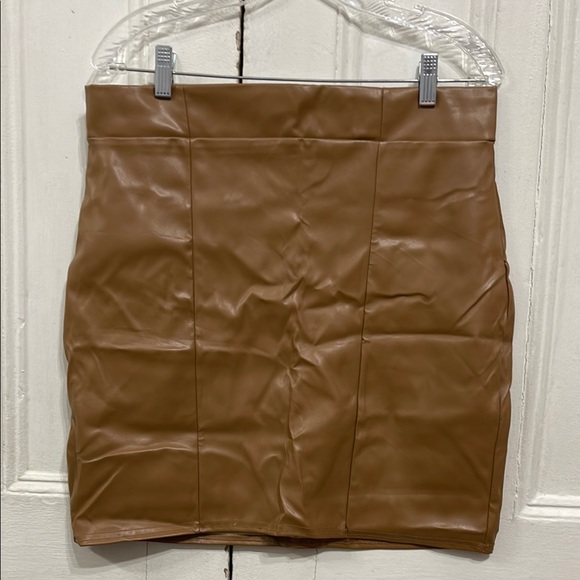 Boohoo | Skirts | Boohoo Faux Brown Leather Skirt | Poshmark